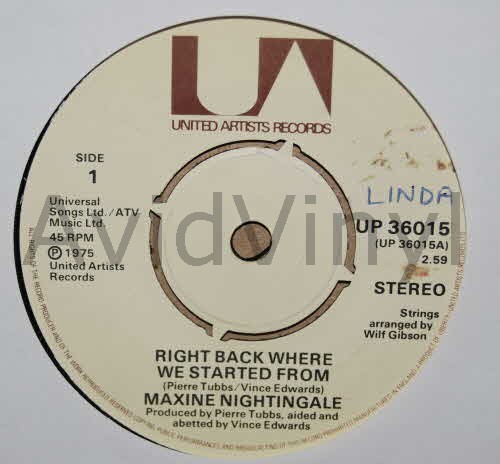 Maxine Nightingale Right back where we started from (Vinyl Records, LP ...